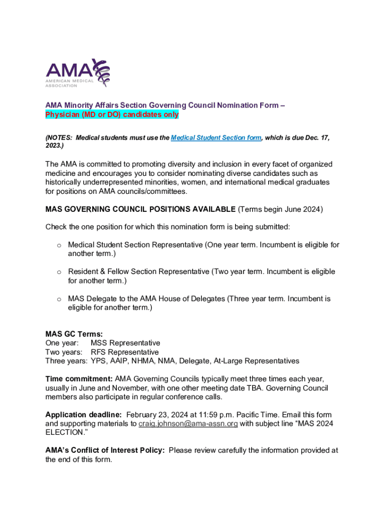 Fillable Online Minority Affairs Section (MAS) leadership opportunities ...