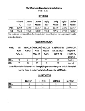 Fillable Online 1World Aero Renter Dispatch Authorization Instructions Fax Email Print - pdfFiller