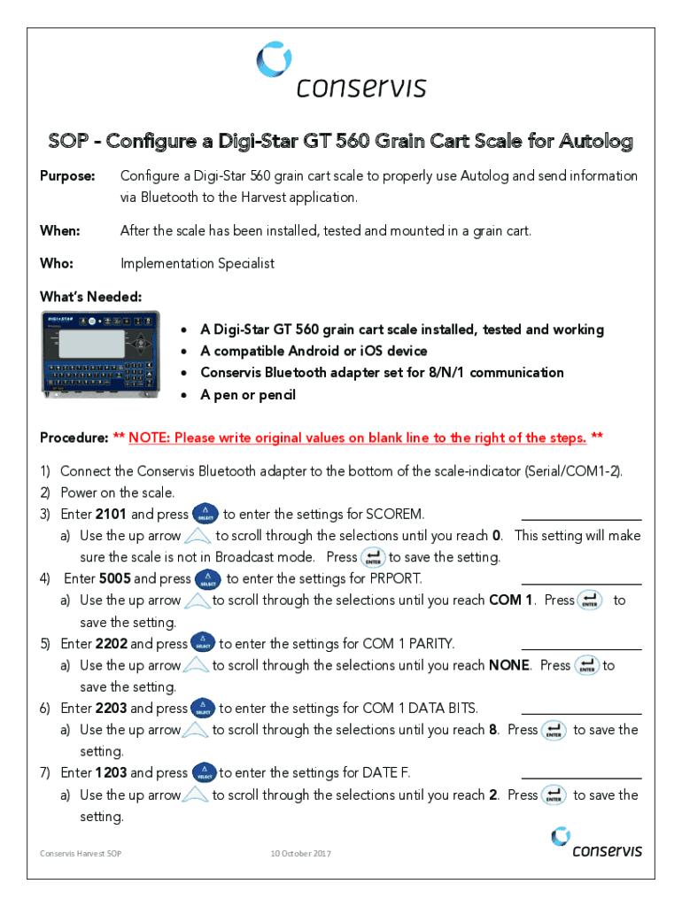 Fillable Online Grain Cart Scale - Digi-Star GT 560 Broadcast ...
