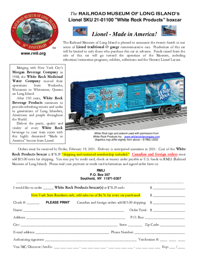Fillable Online Lionel Train 6-52453 Railroad Museum Of Long Island ...