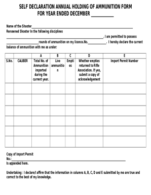 self declaration annual holding of ammunition for ... - TSRA Doc ...