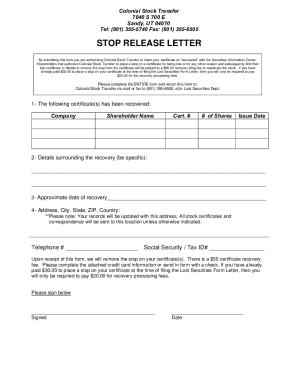 Fillable Online Colonial Stock Transfer - Fill Online, Printable ...