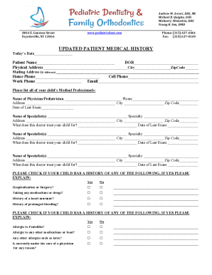 Fillable Online Medical History Update form.doc Fax Email Print - pdfFiller