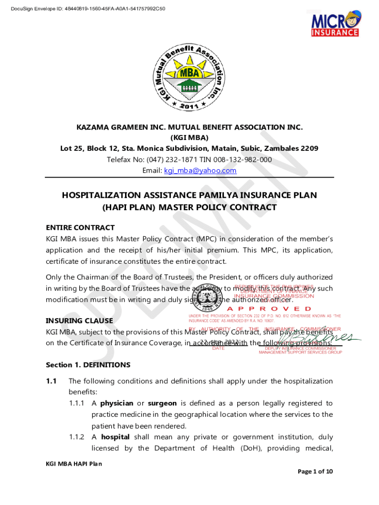 Fillable Online HOSPITALIZATION ASSISTANCE PAMILYA INSURANCE ... Fax ...