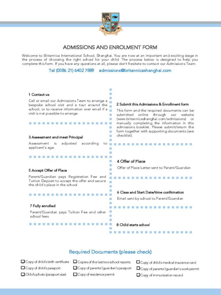 Fillable Online Admissions & Enrollment Form Fax Email Print - pdfFiller