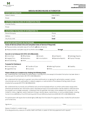 Fillable Online Medical Records - Forms & Requesting Info Fax Email ...