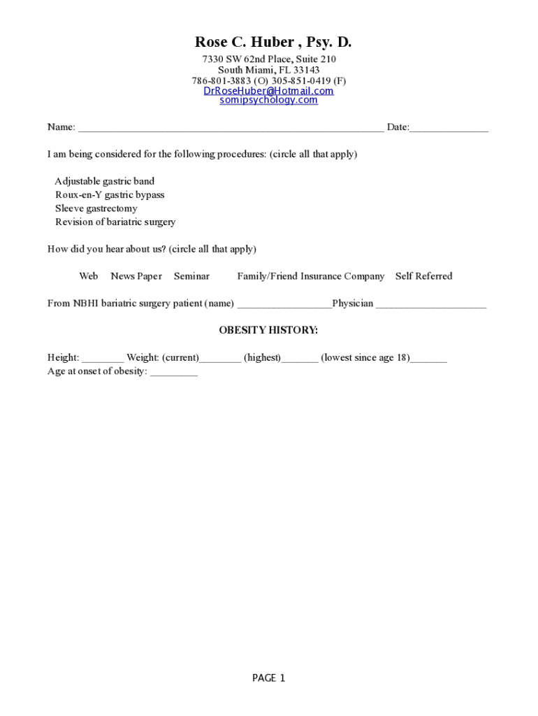 Fillable Online Appointment Request for Clinical Psychologist, Dr. Rose Huber Fax Email Print ...