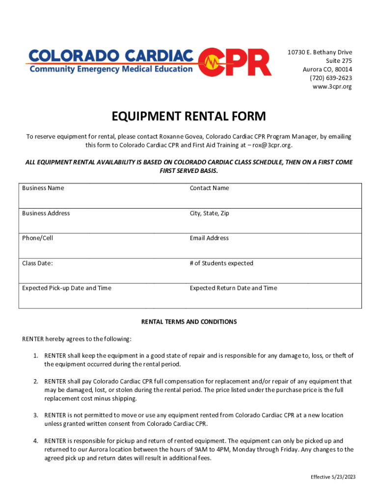 Fillable Online New EQUIPMENT RENTAL FORM UPDATE Fax Email Print ...