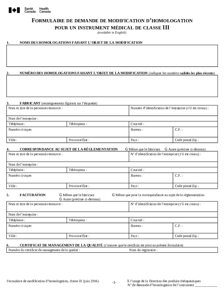 APPLICATION FOR A NEW MEDICAL DEVICE LICENCE ... Doc Template | pdfFiller