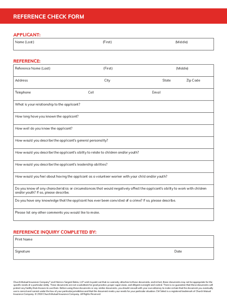Fillable Online Telephone Reference Check Form Template Fax Email Print ...