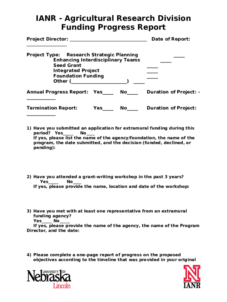 ARD Annual Progress (or Termination) Report Template - ard unl Doc ...