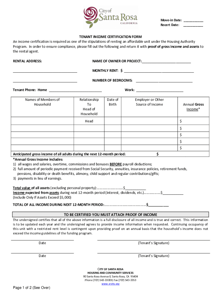 Fillable Online TO BE CERTIFIED YOU MUST ATTACH PROOF OF INCOME Fax ...