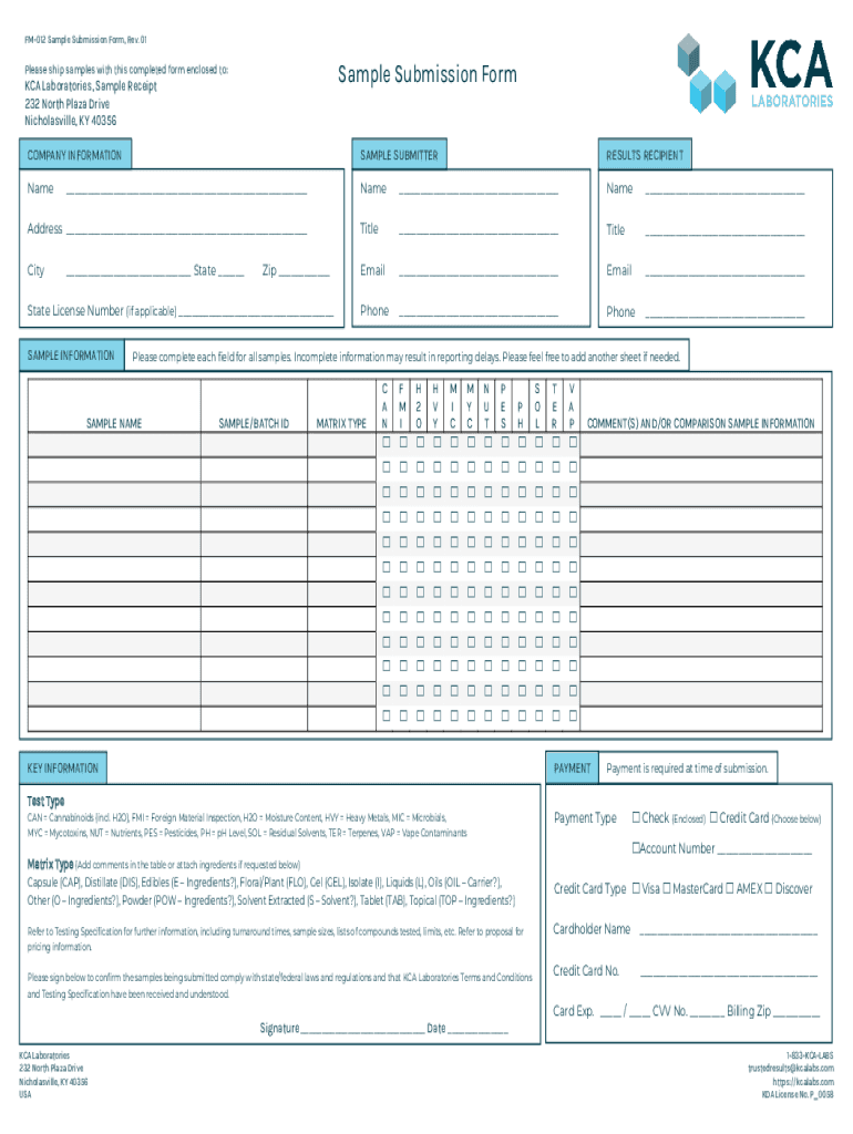 Fillable Online Checklists and Sample Submission Forms Fax Email Print ...