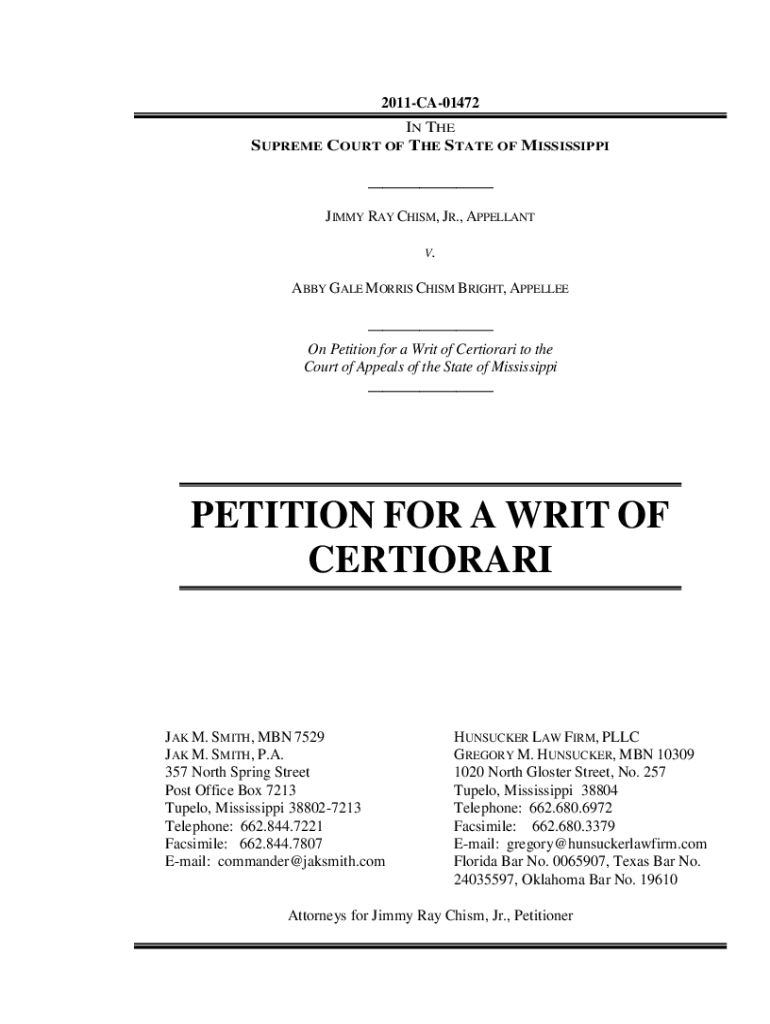 Fillable Online PETITION FOR A WRIT OF CERTIORARI - Hunsucker Law Firm Fax Email Print - pdfFiller