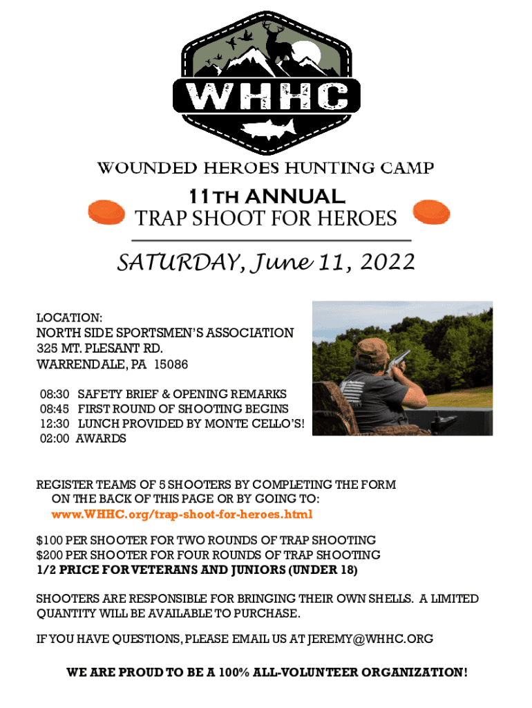 Fillable Online 11th Annual Trap Shoot For Heroes Wounded ... Fax Email ...