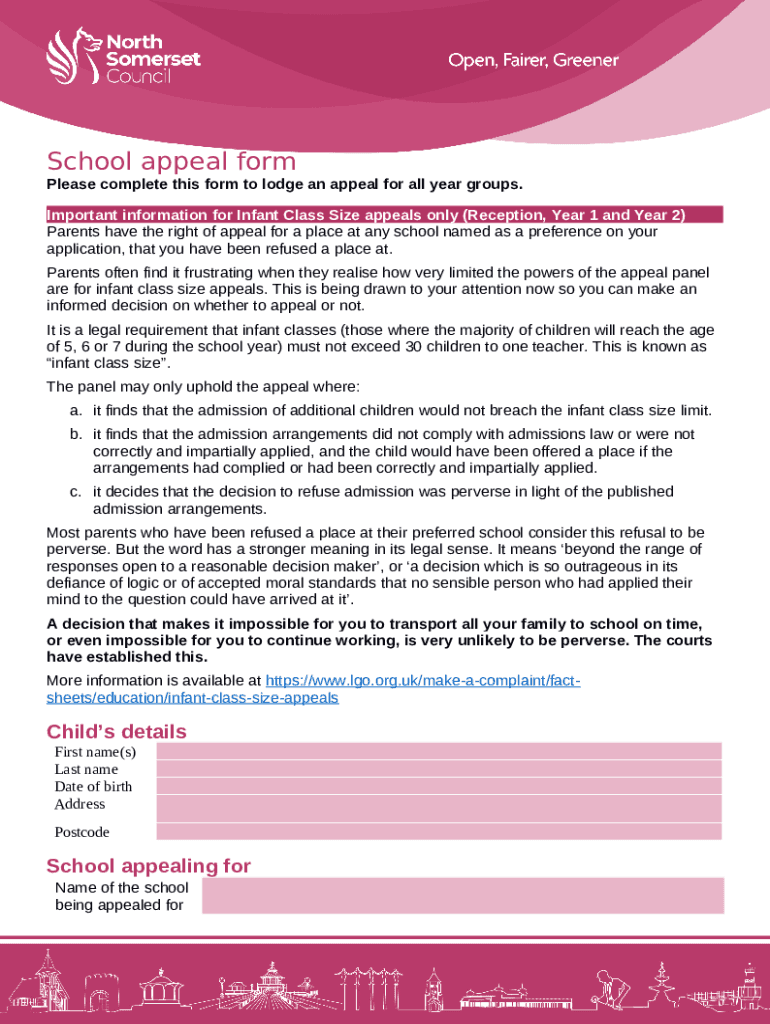 School admission appeal Infant Class Size parent guide - n-somerset gov ...