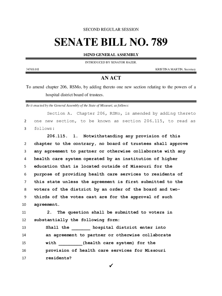 Fillable Online SENATE BILL NO. 789 Fax Email Print - pdfFiller