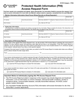 Fillable Online Innovation Health - Protected Health Information (PHI) Access Request Form ...