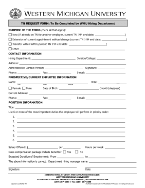 Fillable Online WMU TN Request Form (Department) Fax Email Print ...