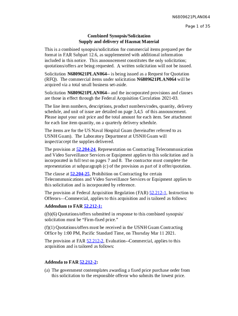 Combined/Synopsis Solicitation IAW FAR 12.603 This is a ... Doc ...