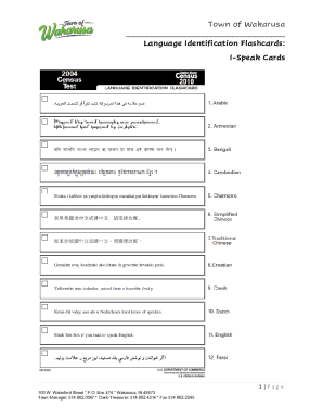 Fillable Online Language Identification Flashcards: I-Speak Cards Fax Email Print - pdfFiller