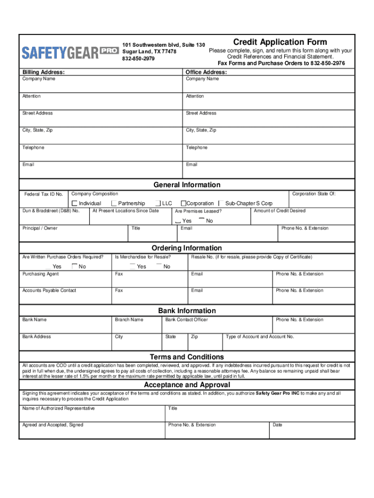 Fillable Online safety glasses today credit app.doc Fax Email Print - pdfFiller