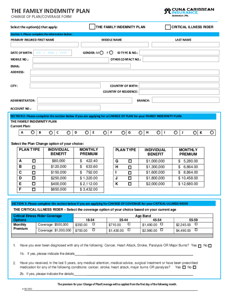 Fillable Online The Family Indemnity Plan: Critical Illness Rider Fax ...