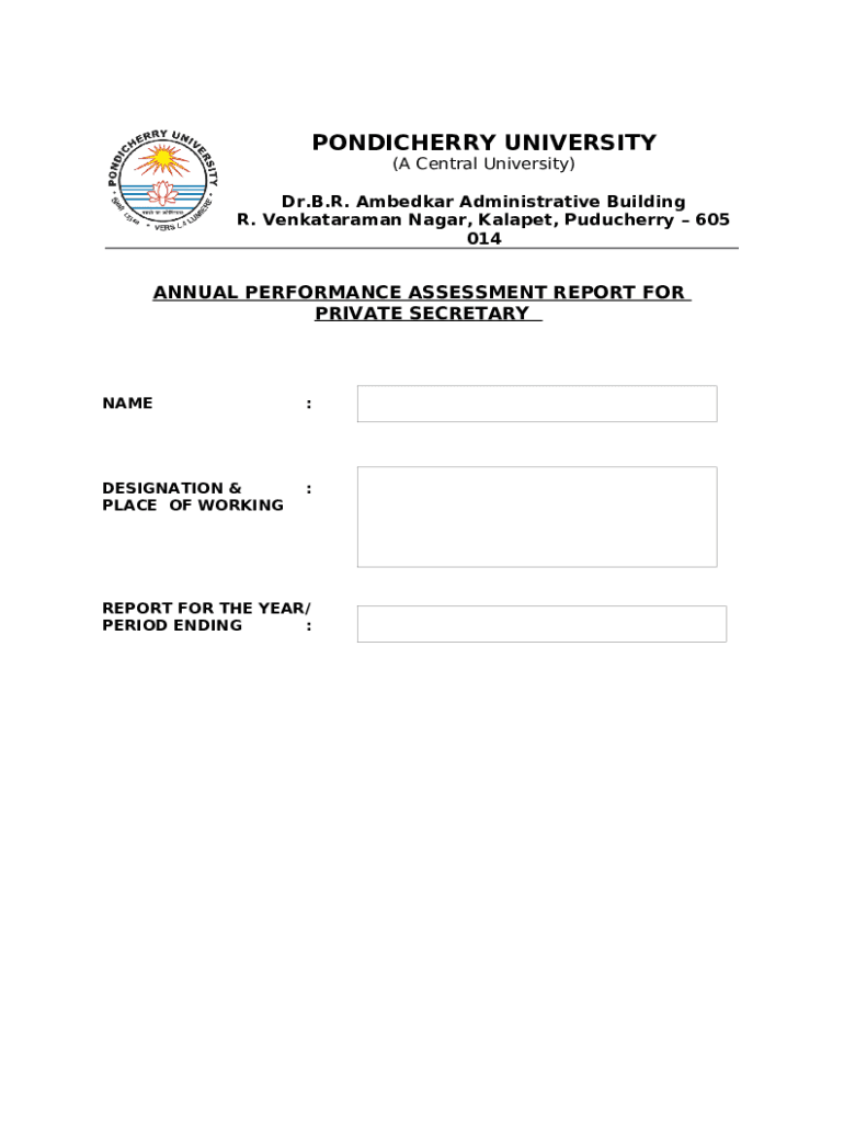 annual perance assessment report for private secretary Doc Template | pdfFiller