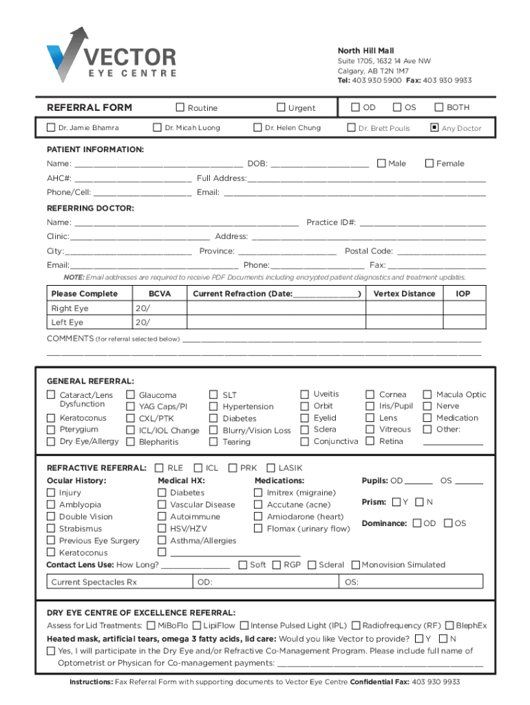 Fillable Online Vector Eye Centre: Eye Surgery & Dry Eye Care in ...