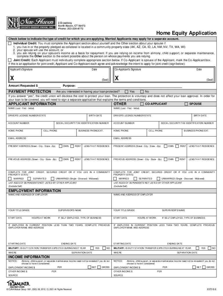 Fillable Online home equity loan application - please type or print Fax Email Print - pdfFiller