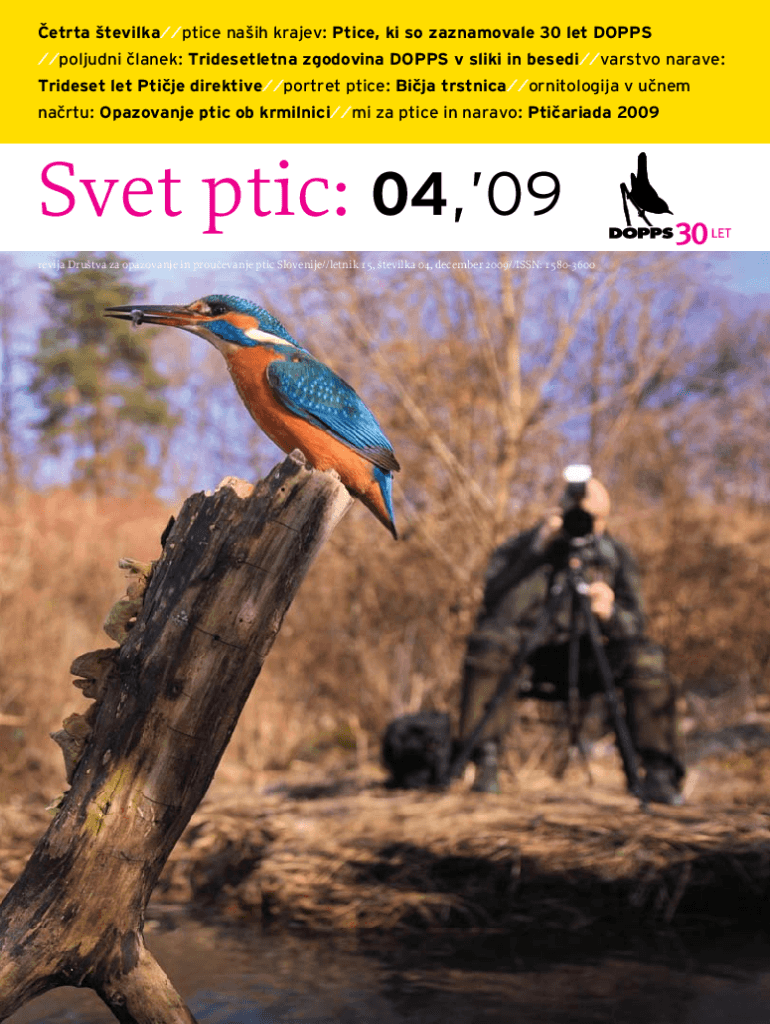 Fillable Online etrta tevilka//ptice naih krajev: Ptice, ki so zaznamovale 30 let DOPPS Fax ...