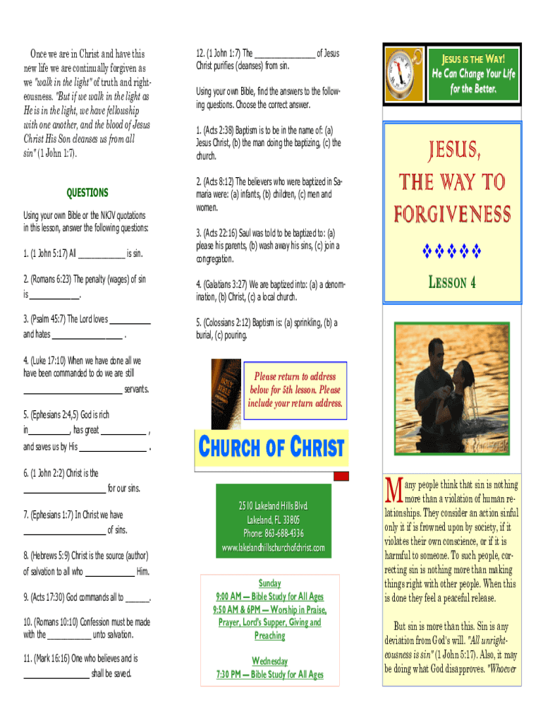 Fillable Online Does Jesus' blood continually cleanse us from all sin ...