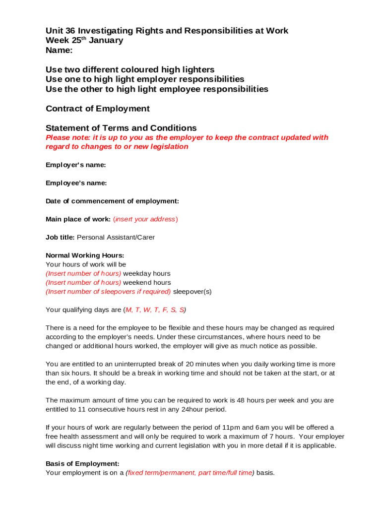 Rights and Responsibilities of Employers and Employees Doc Template ...