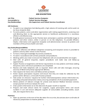 Fillable Online What Does a Patient Service Coordinator Do Fax Email ...