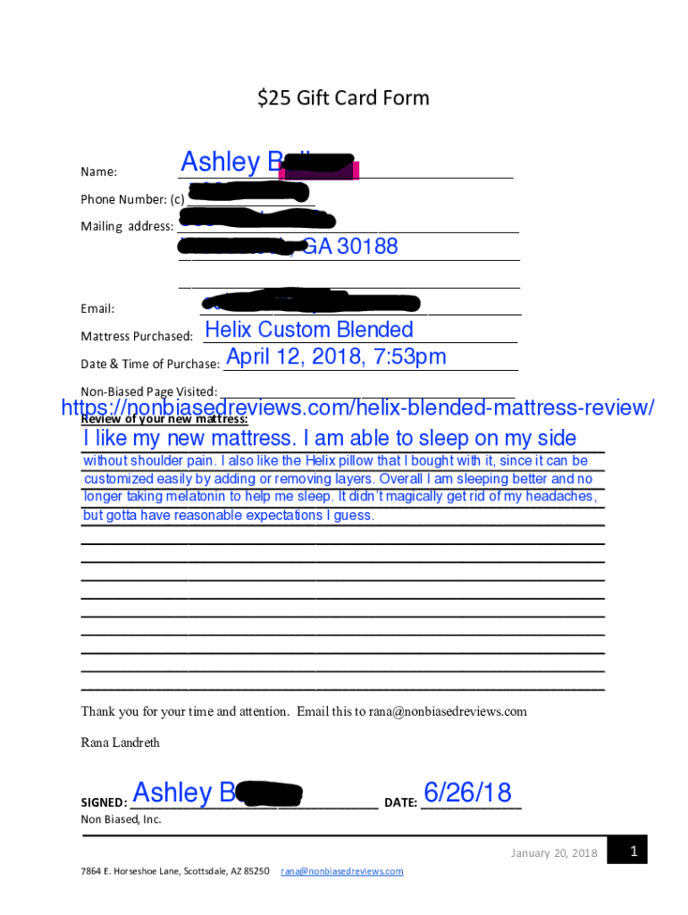 Fillable Online $25 Gift Card Form Fax Email Print - pdfFiller