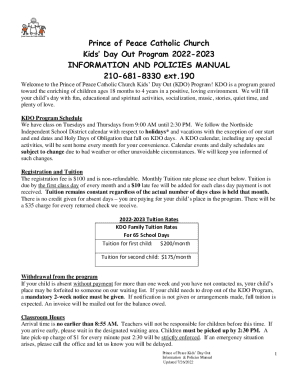 Fillable Online Prince of Peace Catholic Church Kids' Day Out Program ...