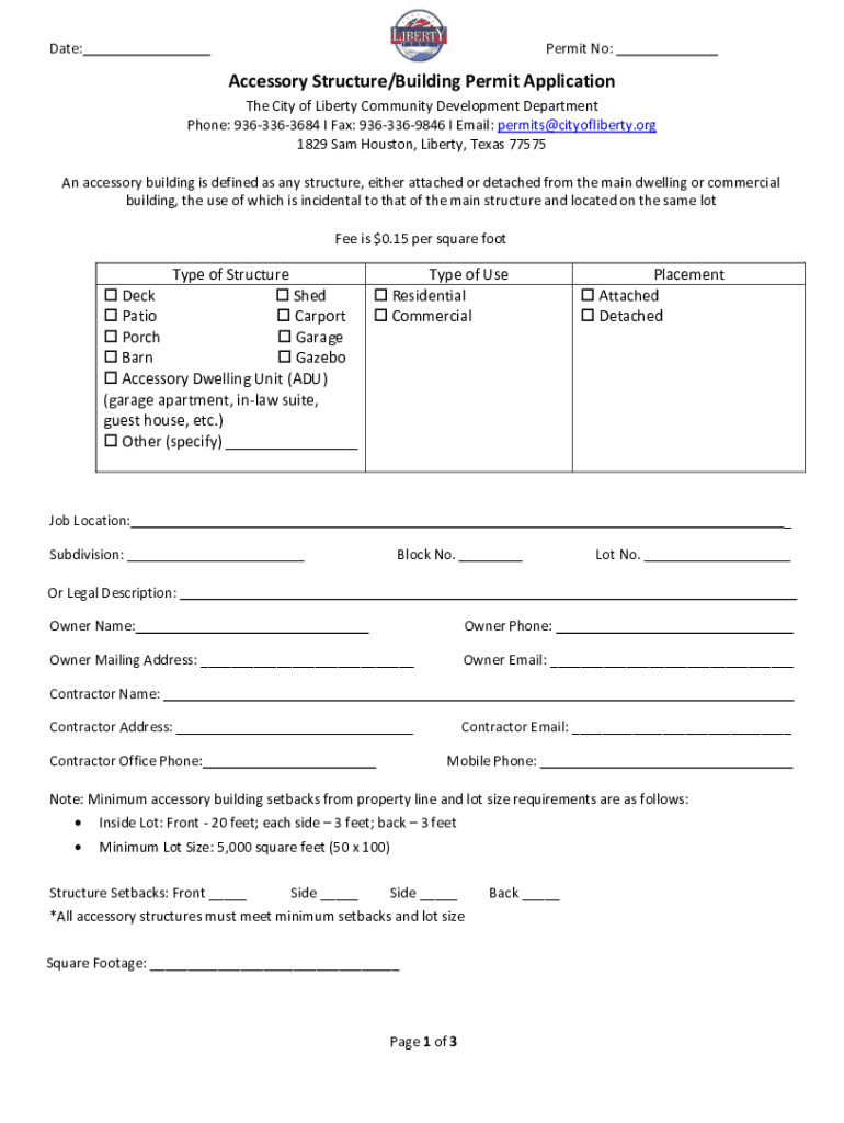 Fillable Online Liberty County Permits & Inspections Department Fax Email Print - pdfFiller