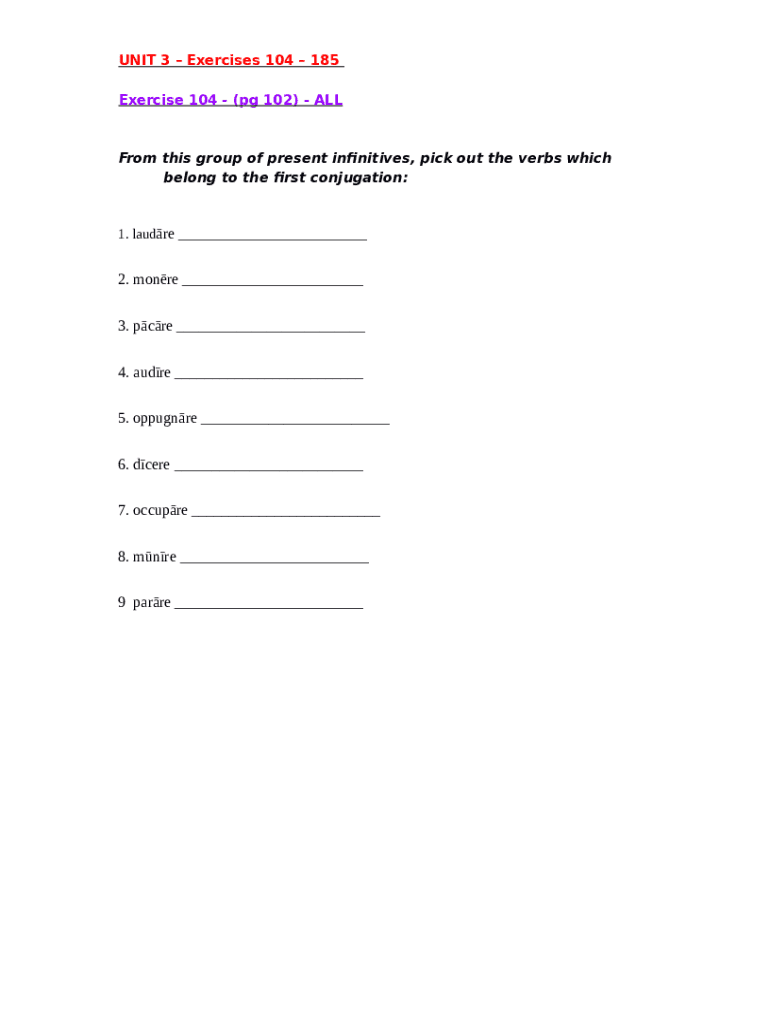 First Conjugation Chapter 1 covers the following: Latin ... Doc ...