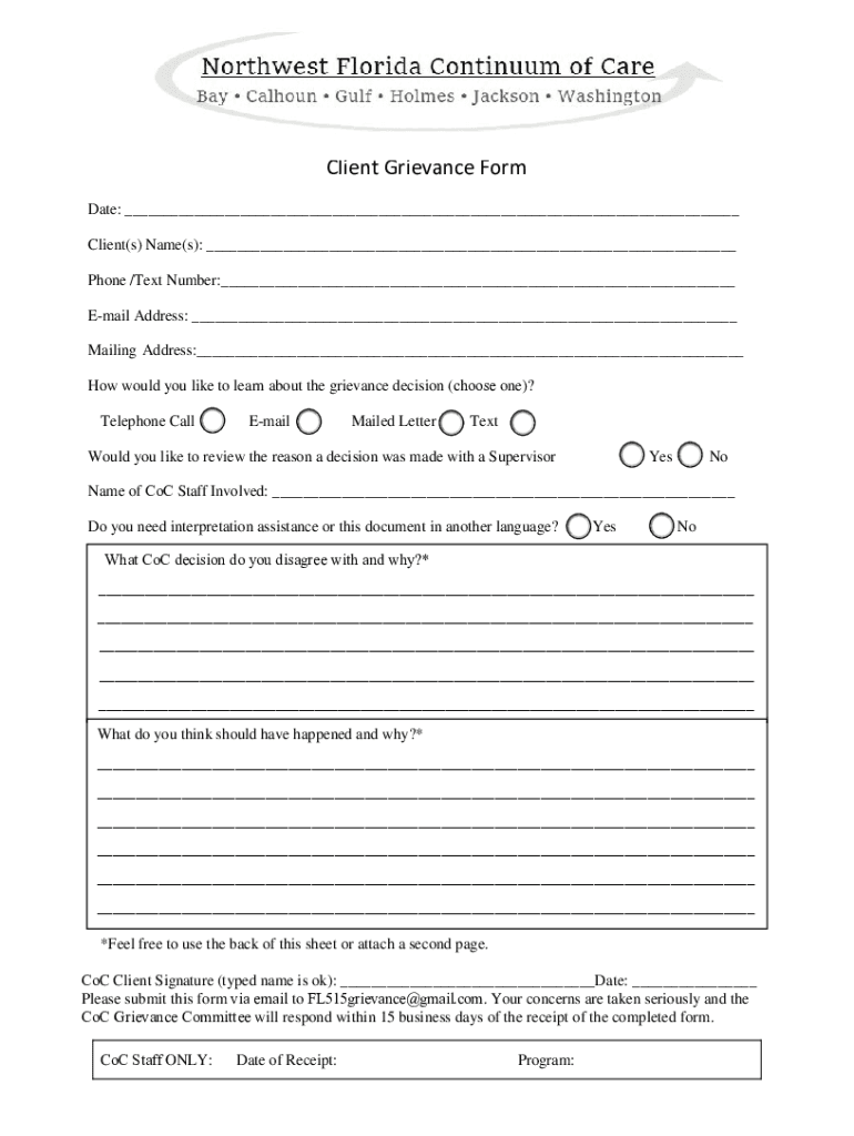 Fillable Online SunServe Client Grievance Form Fax Email Print - pdfFiller