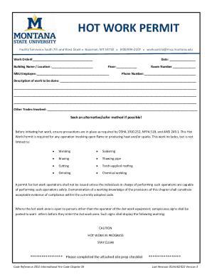Fillable Online Hot Work Program, Procedures & Permit Fax Email Print ...