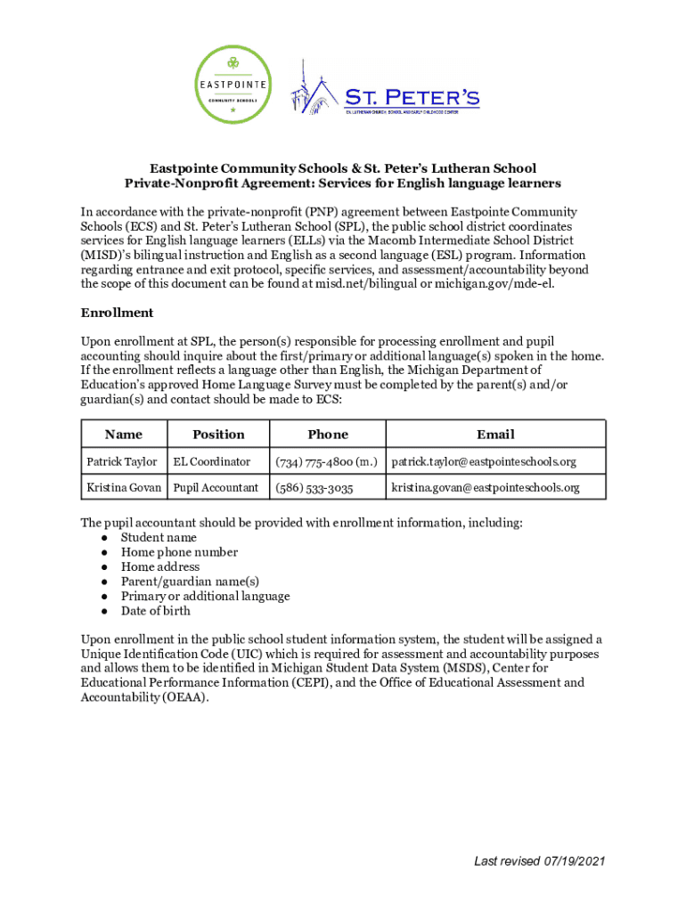 Fillable Online ECS-SPL ELL Form Fax Email Print - pdfFiller