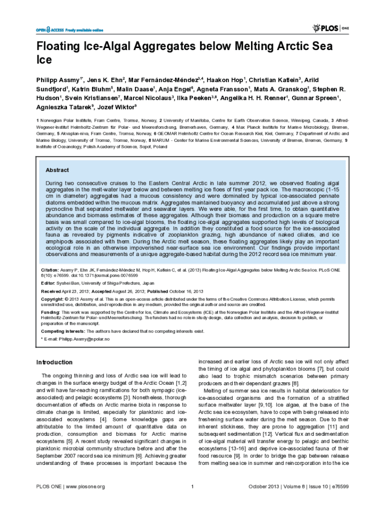 Fillable Online Floating Ice-Algal Aggregates below Melting Arctic Sea ...