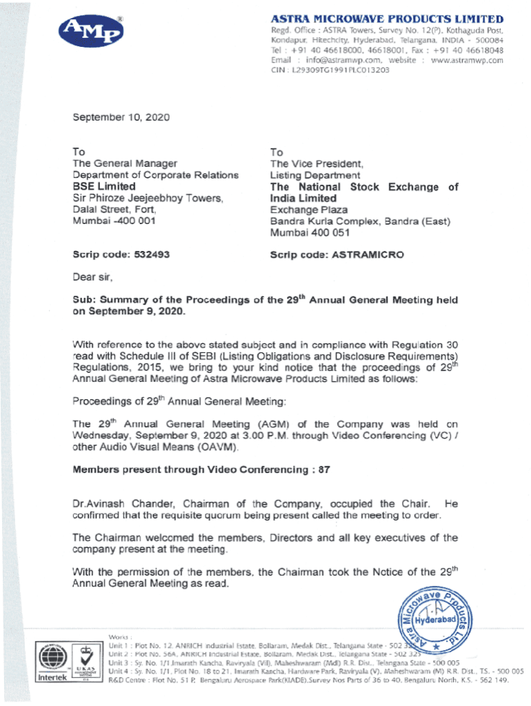 Fillable Online Astra Microwave Products Registered Address Contact ...