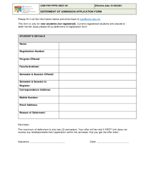 Fillable Online deferment of admission application form Fax Email Print ...