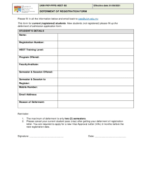 Fillable Online deferment of registration form - UKM Fax Email Print ...