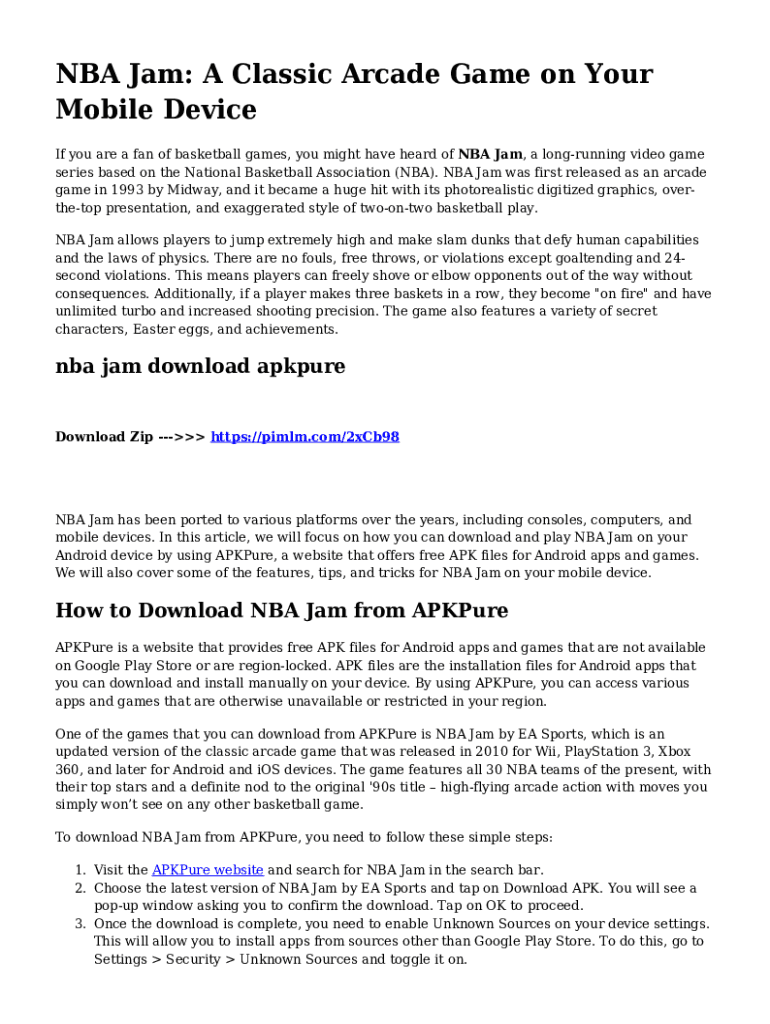 Fillable Online The History of NBA Jam - Arcade console documentary Fax ...