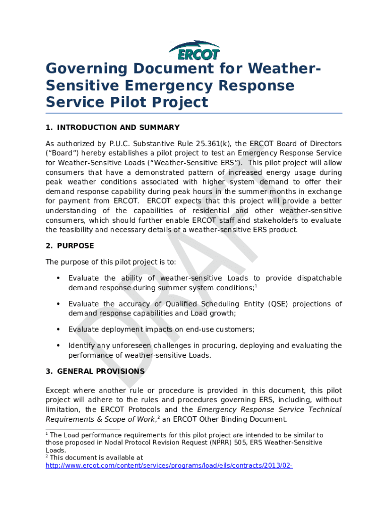 Governing Document for Weather-Sensitive Emergency ... Doc Template ...