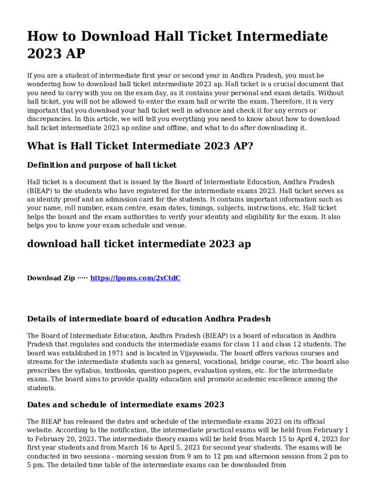 Fillable Online How to Download AP inter Hallticket - YouTube Fax Email Print - pdfFiller