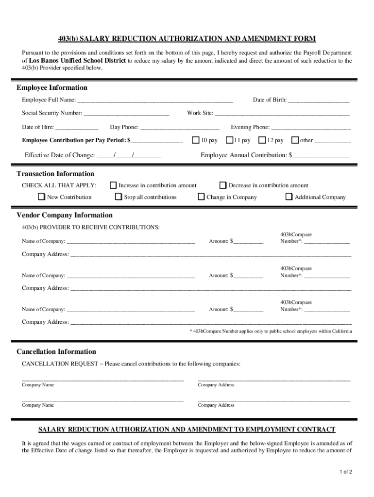 Fillable Online 403(b) PRE-TAX AUTHORIZATION & AMENDMENT FORM ... Fax ...