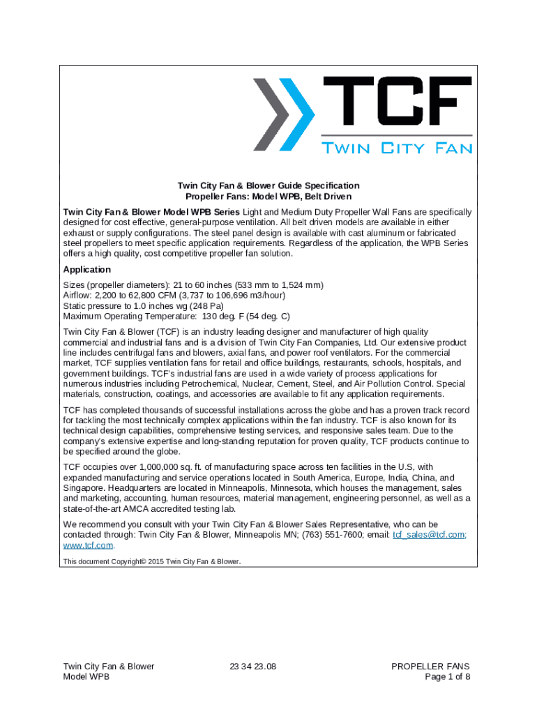 Wall Mounted Fans by Twin City Fan and Blower - TCF Azen Doc Template ...